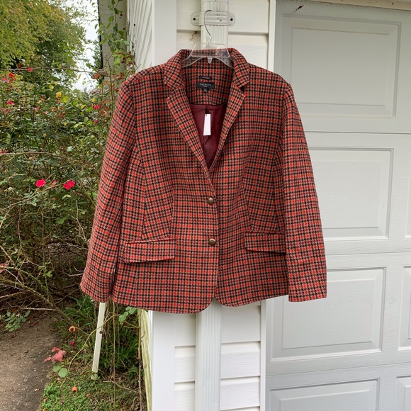 Talbots | Jackets & Coats | Nwt Talbots Multicolorhoundstooth Plaid ...